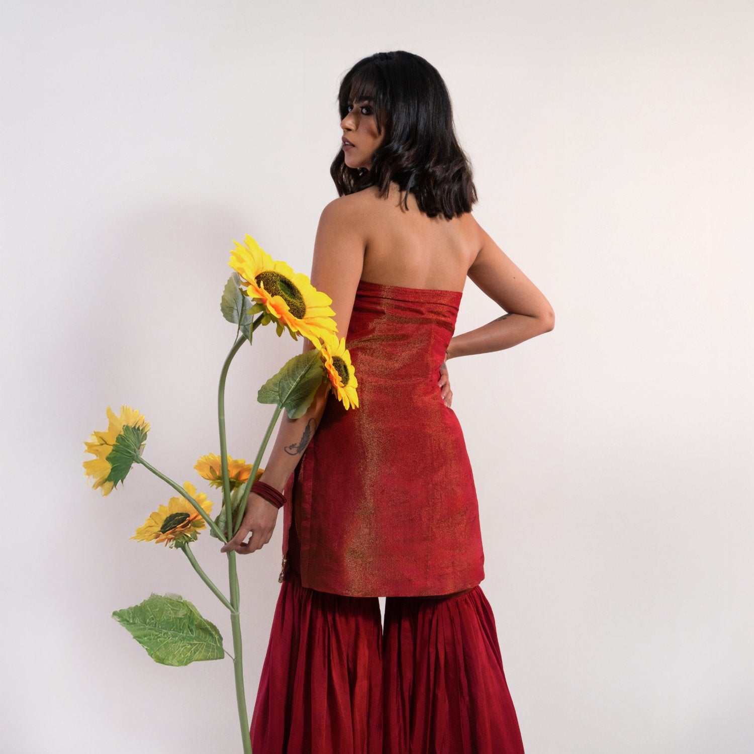 Red Rust Gharara Suit – Sharmeeli